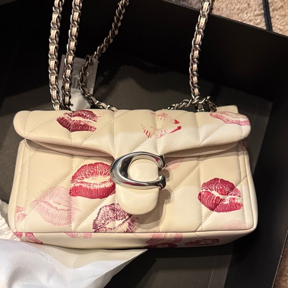 Coach | Bags | Coach Cream Shoulder Bag With Lip Print | Poshmark